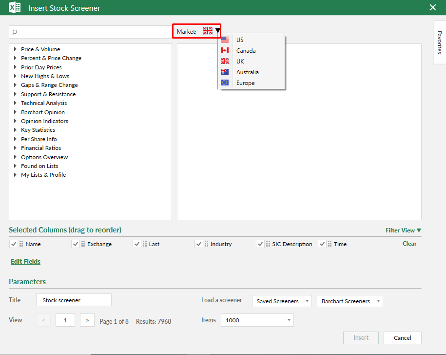 Barchart for Excel | Barchart.com